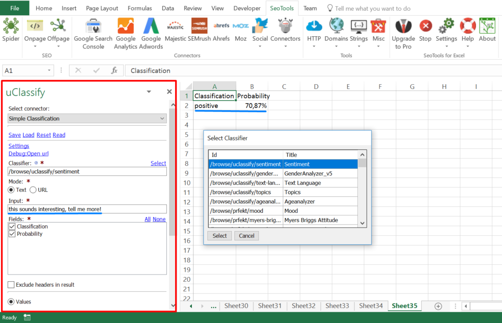 Analyze Your Uclassify Results With Excel Uclassify Blog